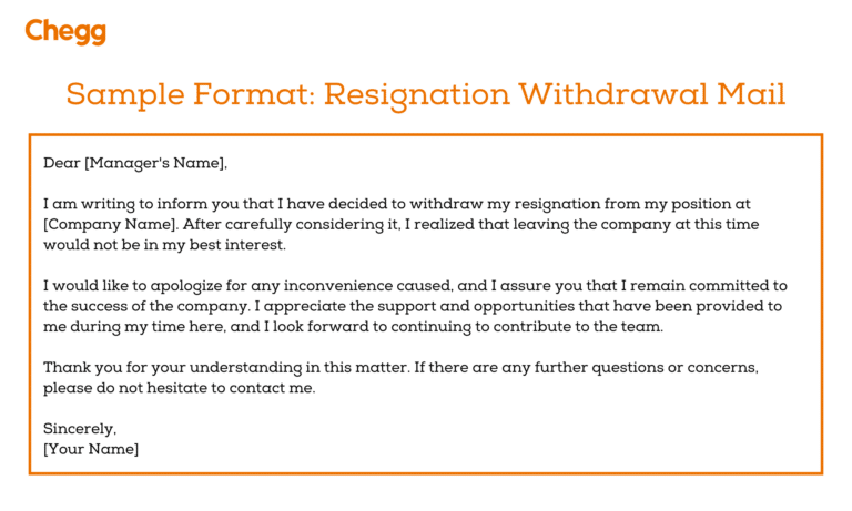 Resignation Withdrawal Mail - 8 Easy yet powerful formats