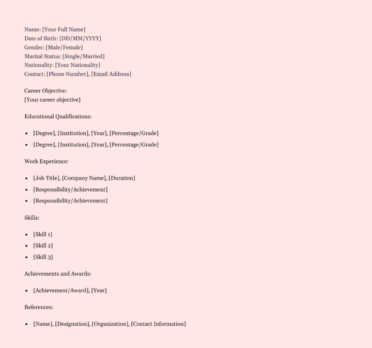 Bio Data Format for Job Applications: Proven Guide+Free Template 2025